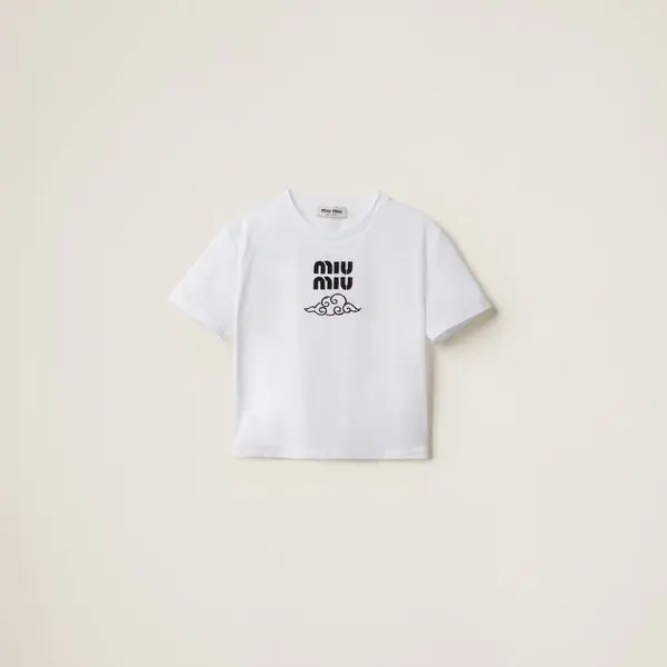 miu miu Tシャツ ホワイト Miu Miu T-Shirt In White - 36% Off | Editorialist