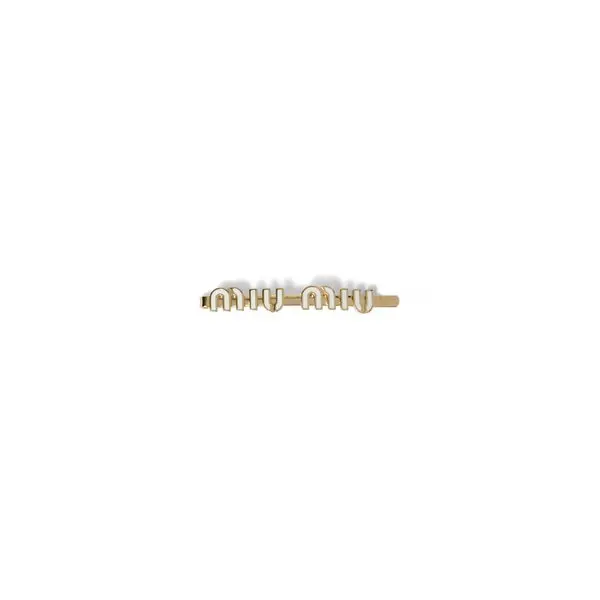 Miu Miu Enameled Metal Hair Clip - White
