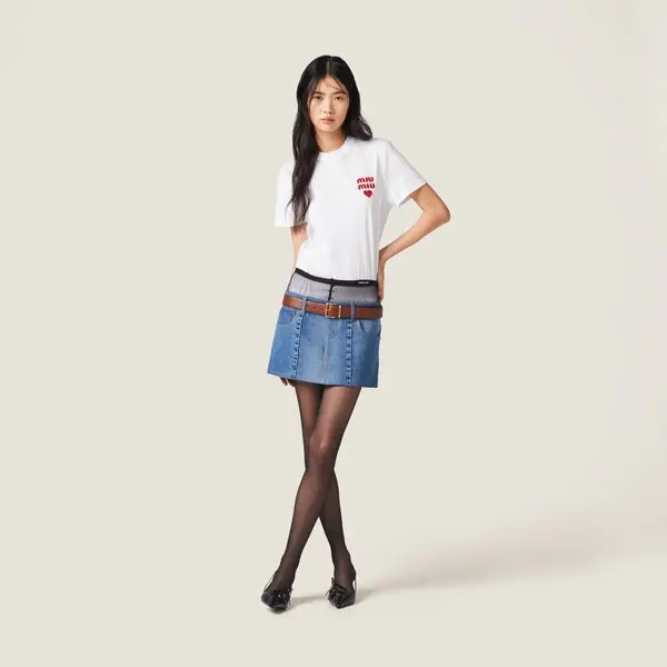Miu Miu Cotton Jersey T-Shirt - White | Editorialist