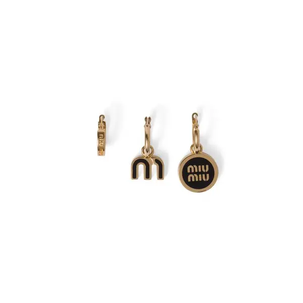 Miu Miu Set Of Metal Hoop Earrings - Black