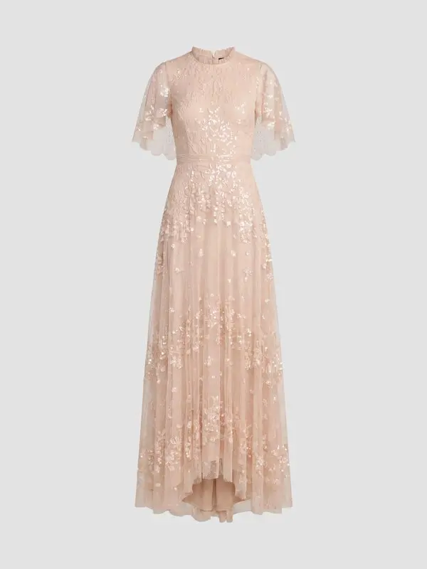 Mac Duggal Sequin-embellished A-line Tulle Gown - Blush