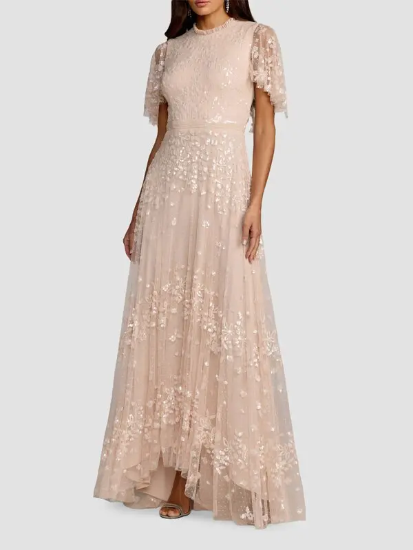 Mac Duggal Sequin-embellished A-line Tulle Gown - Blush