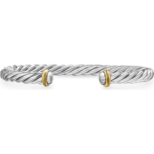 David Yurman Cable Cuff Bracelet With Gemstones - Sterling Silver/ Gold