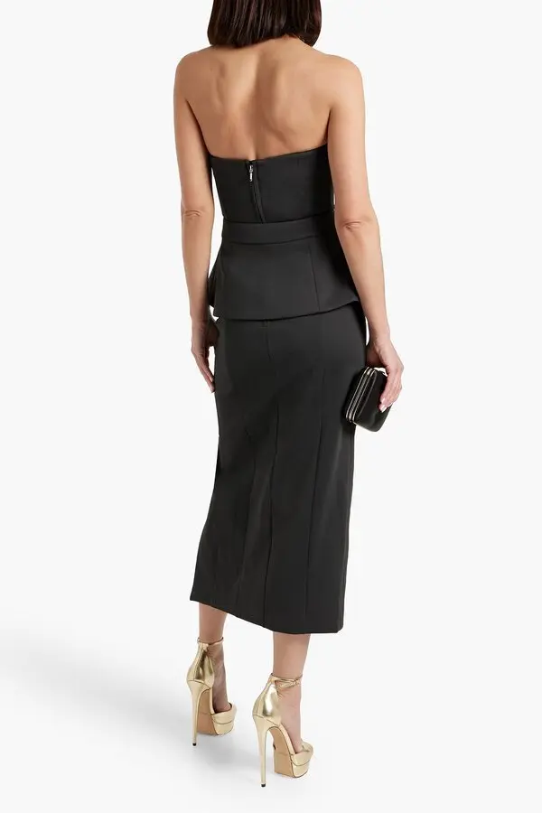 NICHOLAS Strapless Belted Ponte Midi Dress