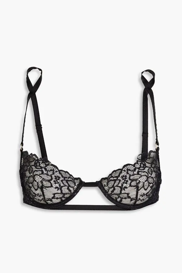 Stella McCartney Metallic Lace Balconette Bra - Black