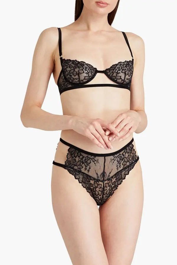 Stella McCartney Satintrimmed Metallic Lace Highrise Briefs
