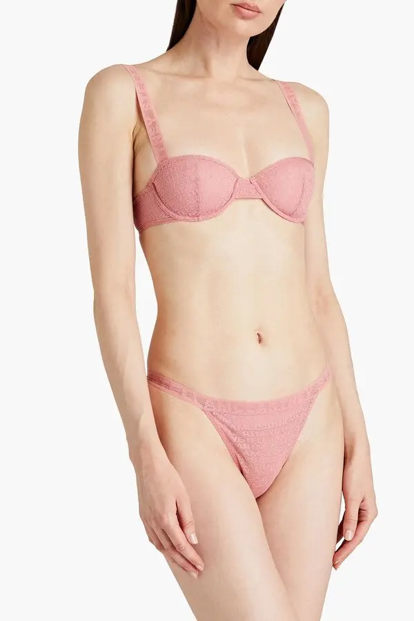 Stella McCartney Embroidered Stretchmesh Thong - Pink