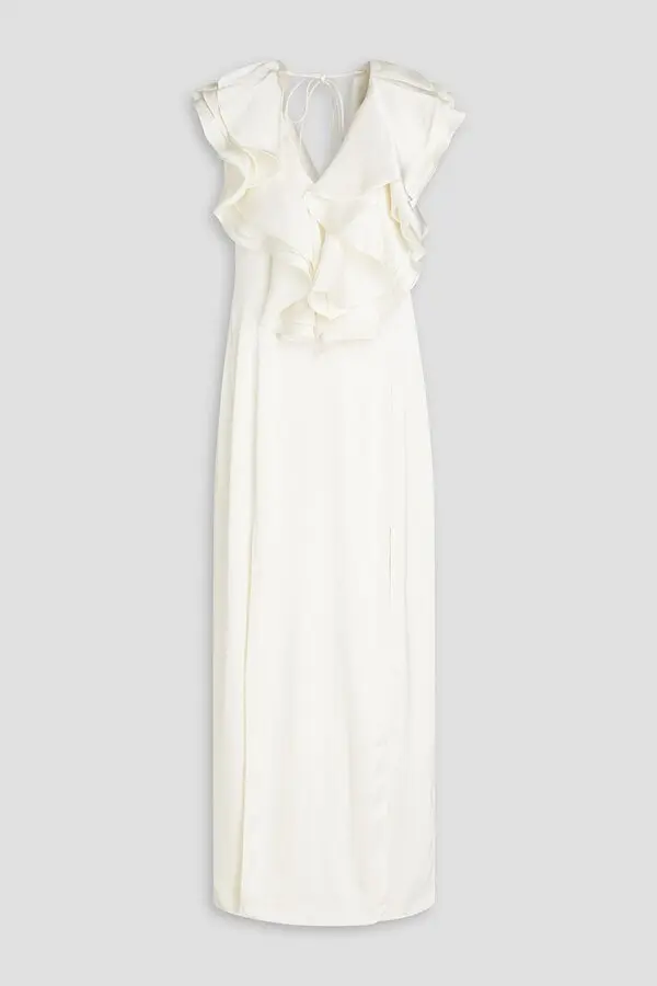 ROTATE BY BIRGER CHRISTENSEN Ruffled Sateen Bridal Midi Dress