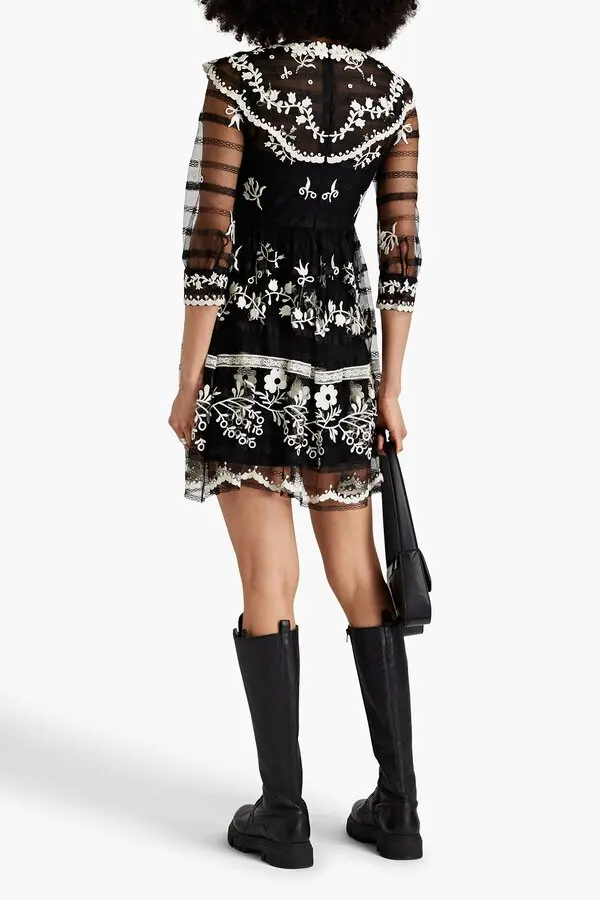 Red Valentino Embellished Lace Mini Dress In Black - 85% Off | Editorialist