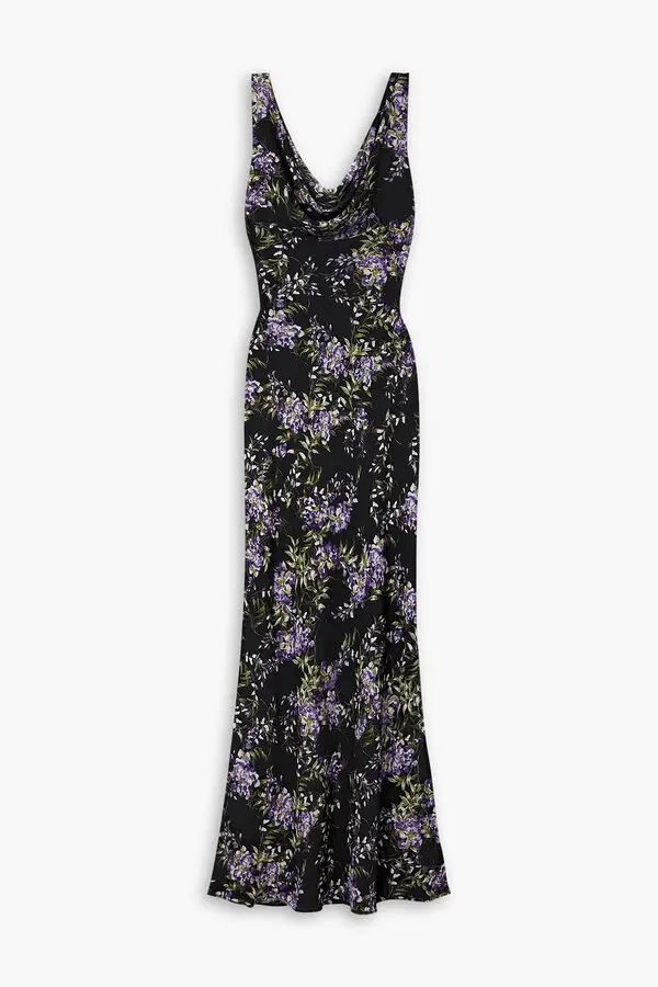Norma Kamali Draped Floral-print Chiffon Gown