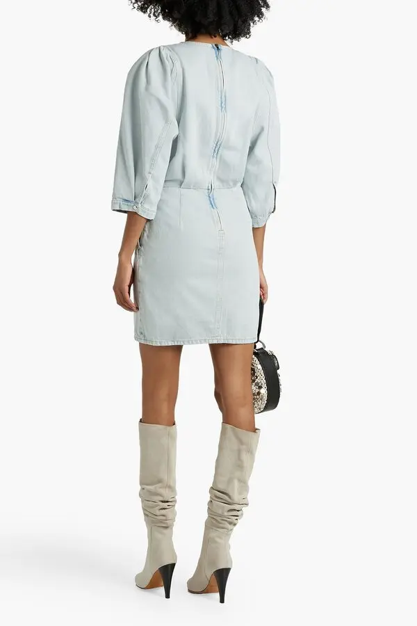 IRO PARIS Marcia Wrap-effect Pleated Denim Mini Dress