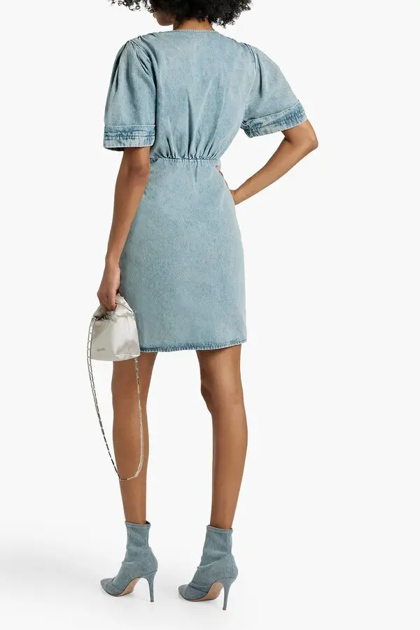 Iro Paris Nartelle Ruched Denim Mini Dress In Light Denim - 75% Off |  Editorialist