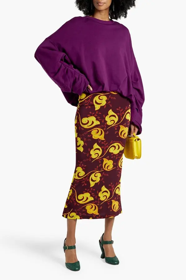Versace Printed Stretch-jersey Maxi Skirt