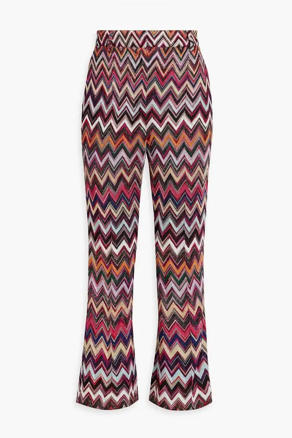Missoni Metallic Crochet-knit Flared Pants - Fuchsia