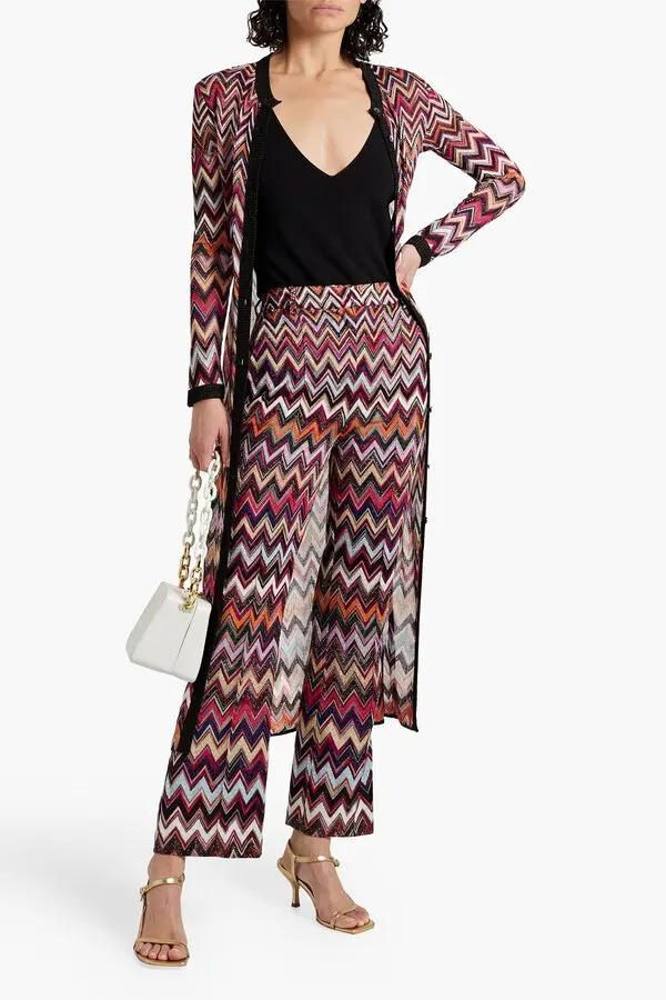 Missoni Metallic Crochet-knit Flared Pants - Fuchsia