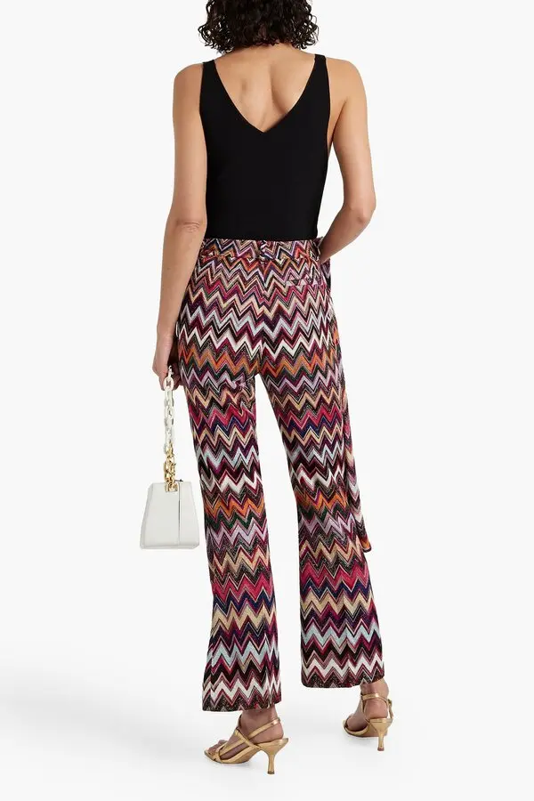 Missoni Metallic Crochet-knit Flared Pants - Fuchsia