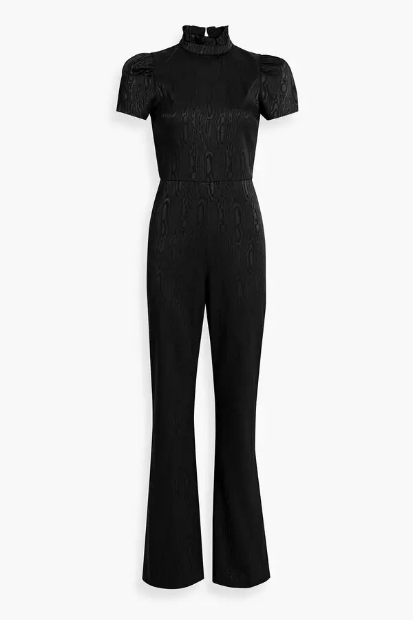Alice + Olivia Jorah Moire Wide-leg Jumpsuit - Black