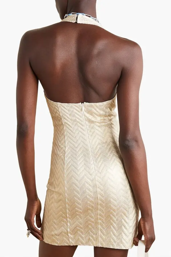 Metallic Cotton-blend Jacquard Mini Dress