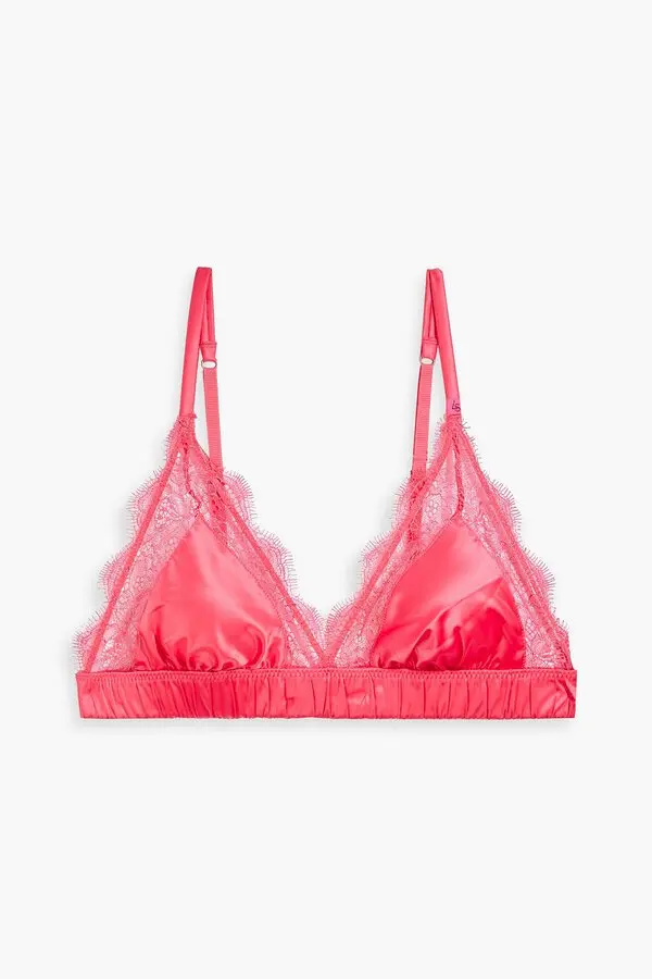 Love Stories Lacetrimmed Satin Triangle Bra - Fuchsia