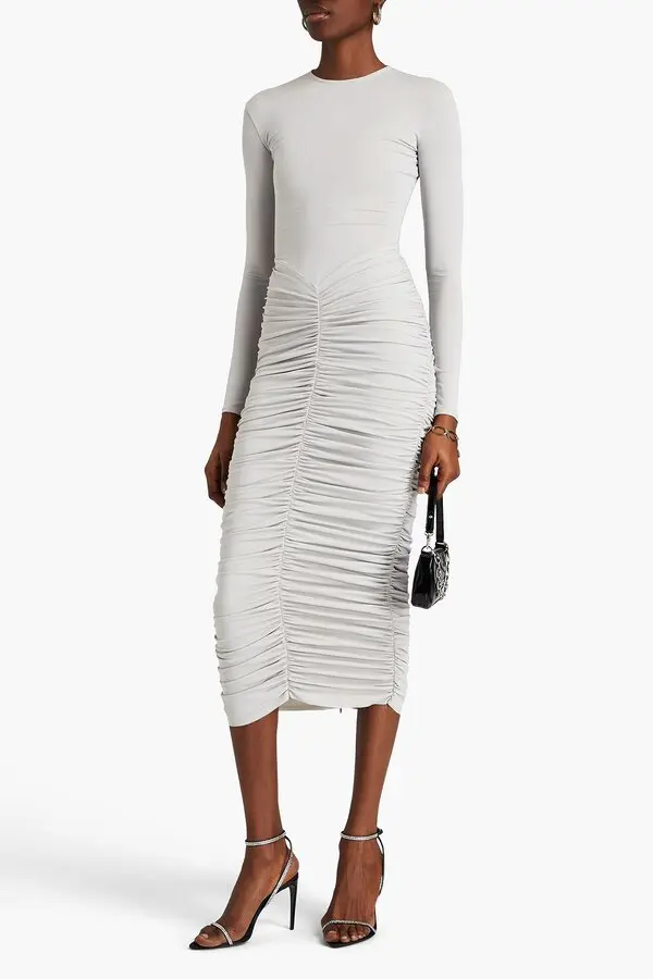 Alex Perry Ruched Stretch-jersey Midi Dress