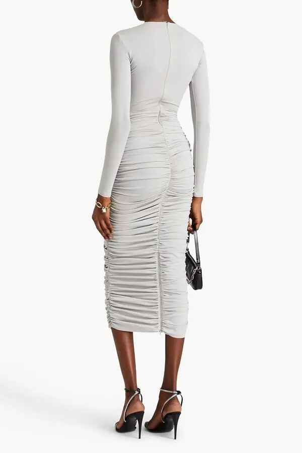 Alex Perry Ruched Stretch-jersey Midi Dress