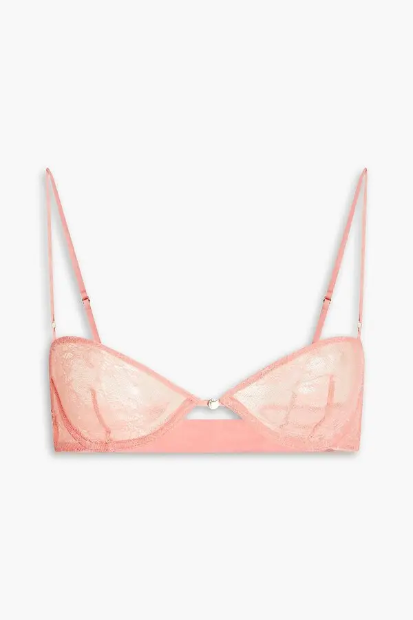 Stella McCartney Cutout Stretchlace Balconette Bra - Coral