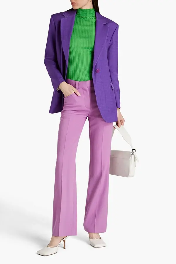 Victoria Beckham Wool-twill Straight-leg Pants - Lilac