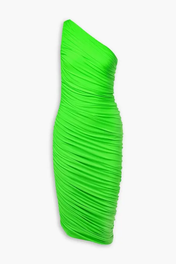 Norma Kamali Diana One-Shoulder Ruched Dress - Bright Green - 65% Off |  Editorialist