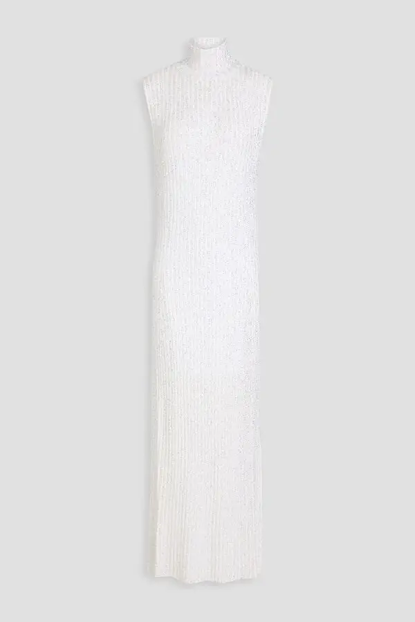 Missoni Sequined Ribbed-knit Maxi Dress - White