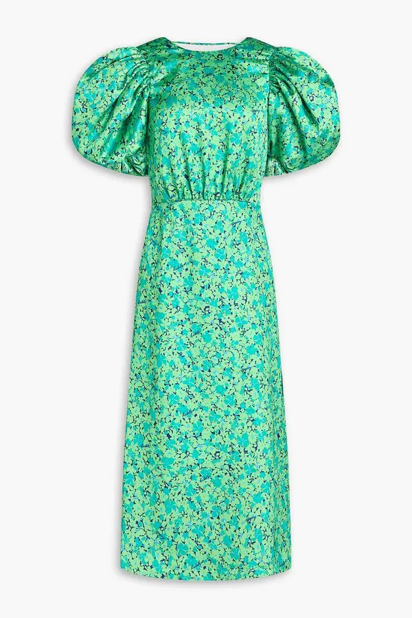 ROTATE BY BIRGER CHRISTENSEN Floral-print Satin Midi Dress