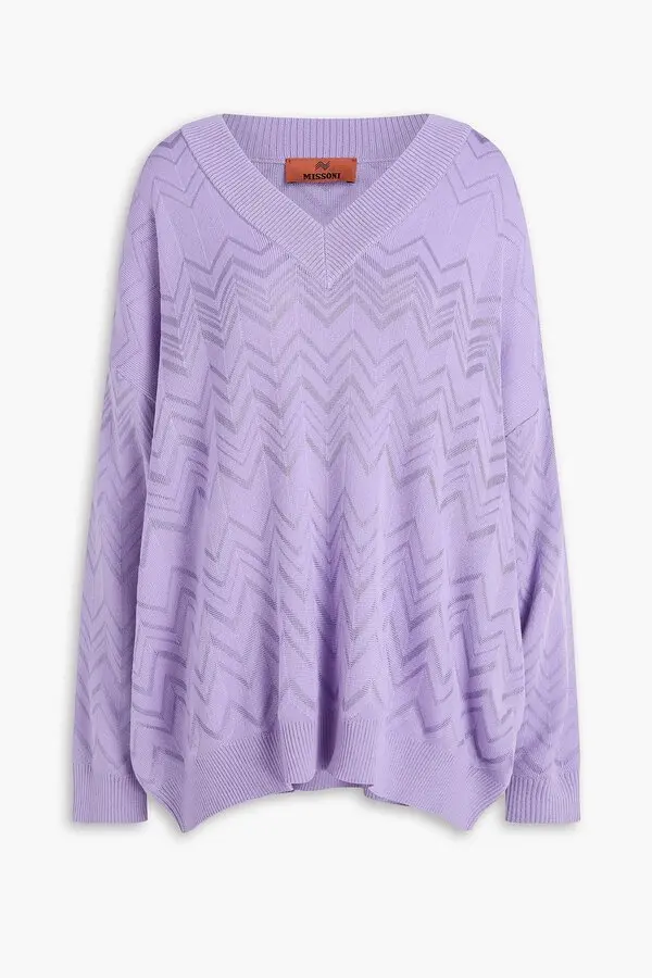 Missoni Crochet-knit Wool-blend Sweater - Lavender