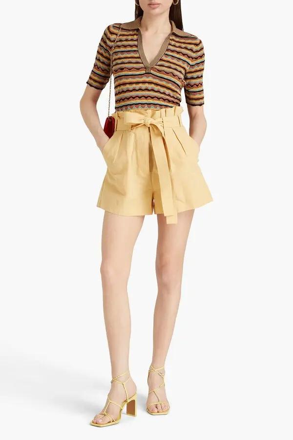 Ulla Johnson Felix Metallic Crochet-knit Silk-blend Polo Top