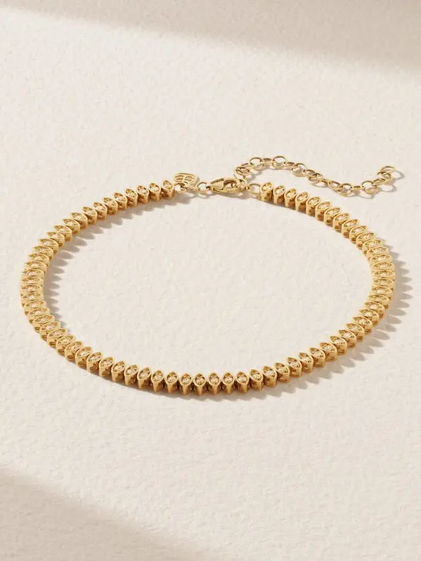 SYDNEY EVAN Marquise Eye Diamond Anklet - Gold