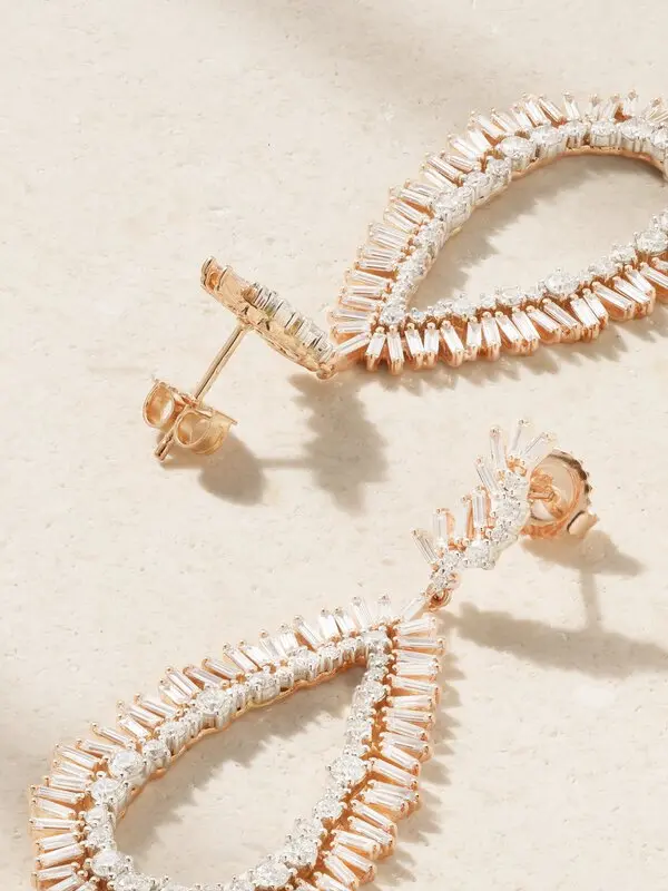 SUZANNE KALAN 18-karat Rose And White Diamond Earrings