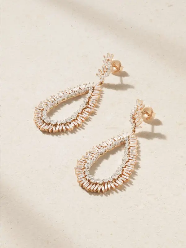 SUZANNE KALAN 18-karat Rose And White Diamond Earrings