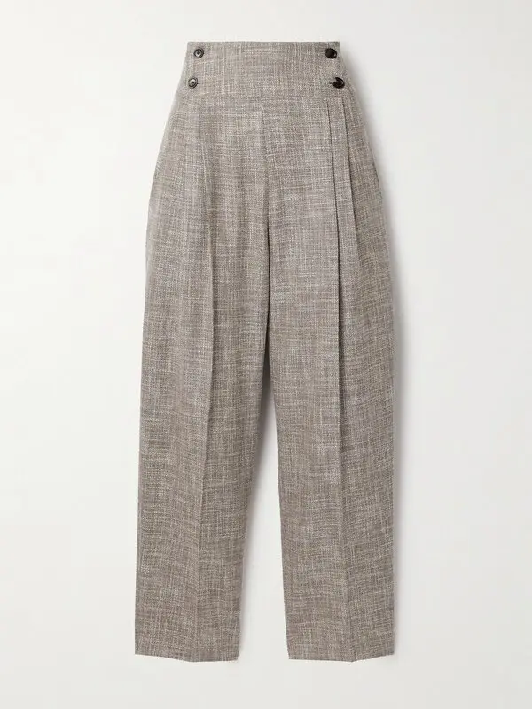 Loro Piana Pleated Wool-blend Tapered Pants