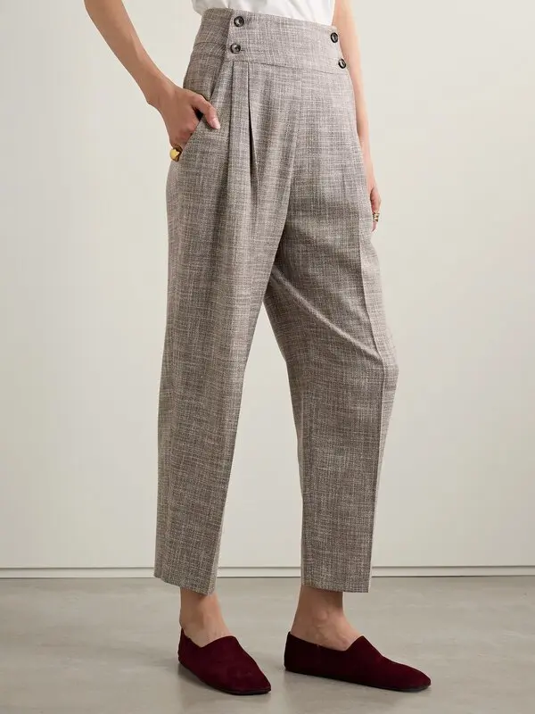 Loro Piana Pleated Wool-blend Tapered Pants