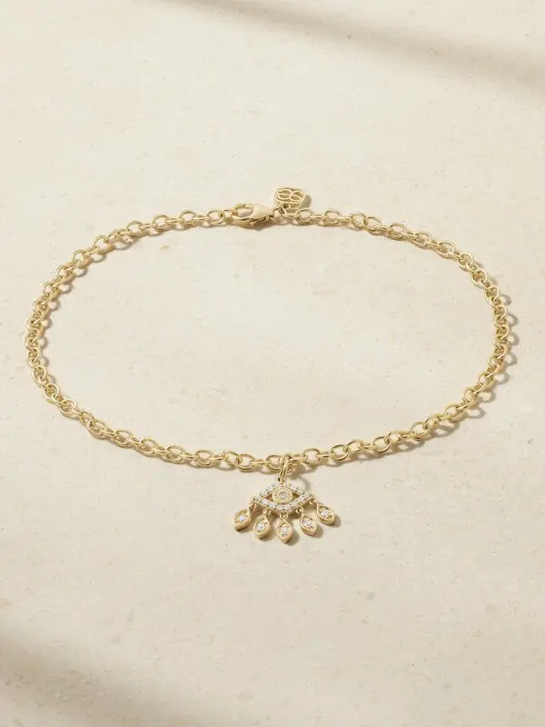 SYDNEY EVAN Evil Eye Diamond Anklet - Gold