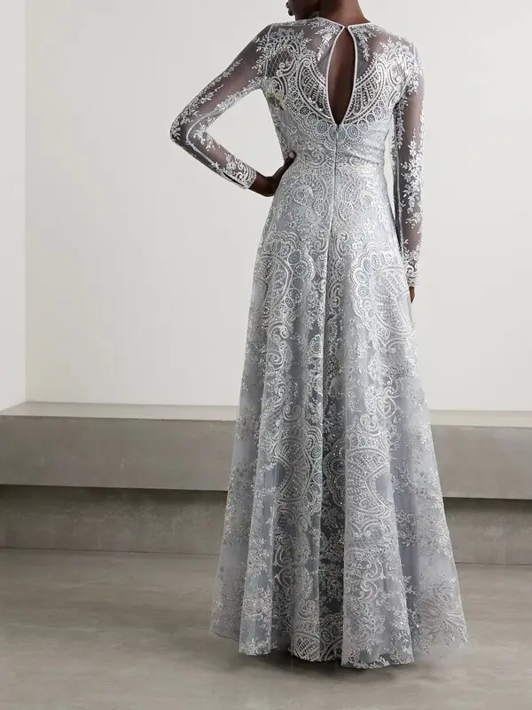 Naeem Khan Embroidered Sequin-embellished Tulle Gown