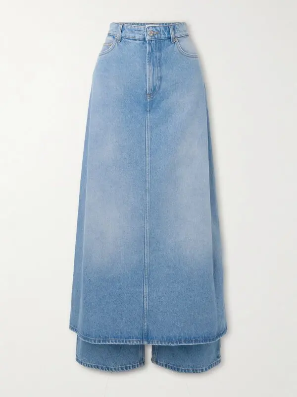 JEAN PAUL GAULTIER Layered High-rise Wide-leg Jeans