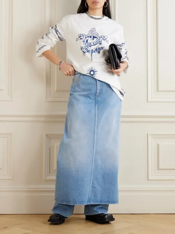 JEAN PAUL GAULTIER Layered High-rise Wide-leg Jeans
