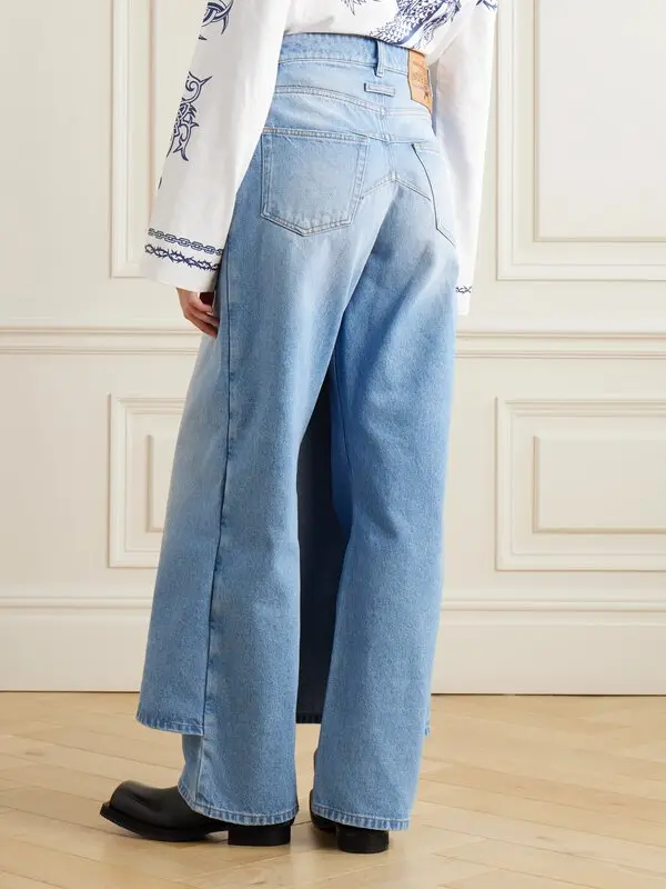 JEAN PAUL GAULTIER Layered High-rise Wide-leg Jeans