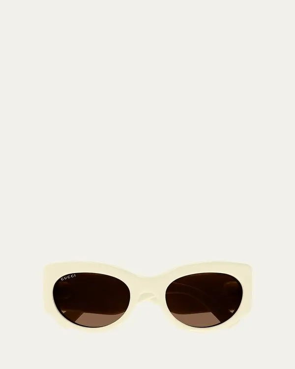 Gucci Gg Round Frame Sunglasses - Ivory