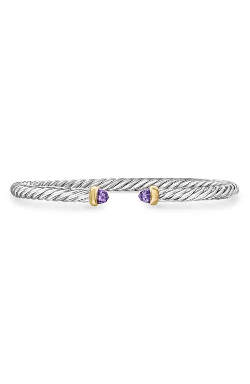 David Yurman Cable Flex Cuff Bracelet - Silver/gold/amethyst