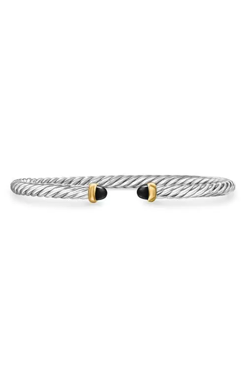 David Yurman Cable Flex Cuff Bracelet - Silver/gold/black Onyx