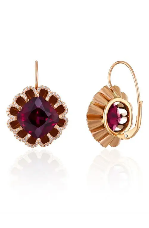 MINDI MOND Rhodolite Garnet And Diamond Drop Earrings