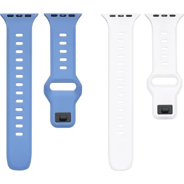 POSH TECH 2-pack Silicone Watchbands - White/navy Blue