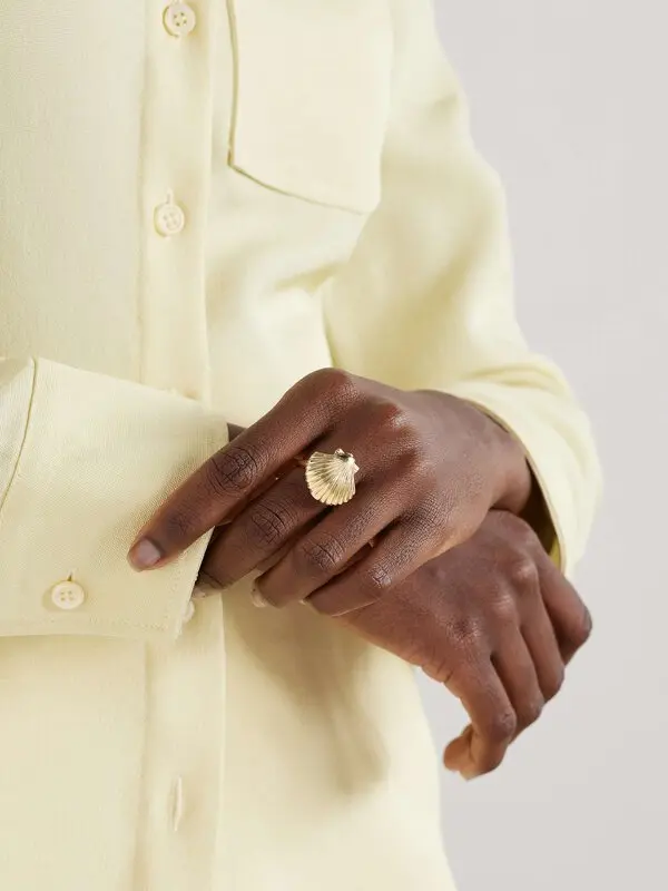 Mateo Lady Venus Diamond And Pearl 14-karat Ring
