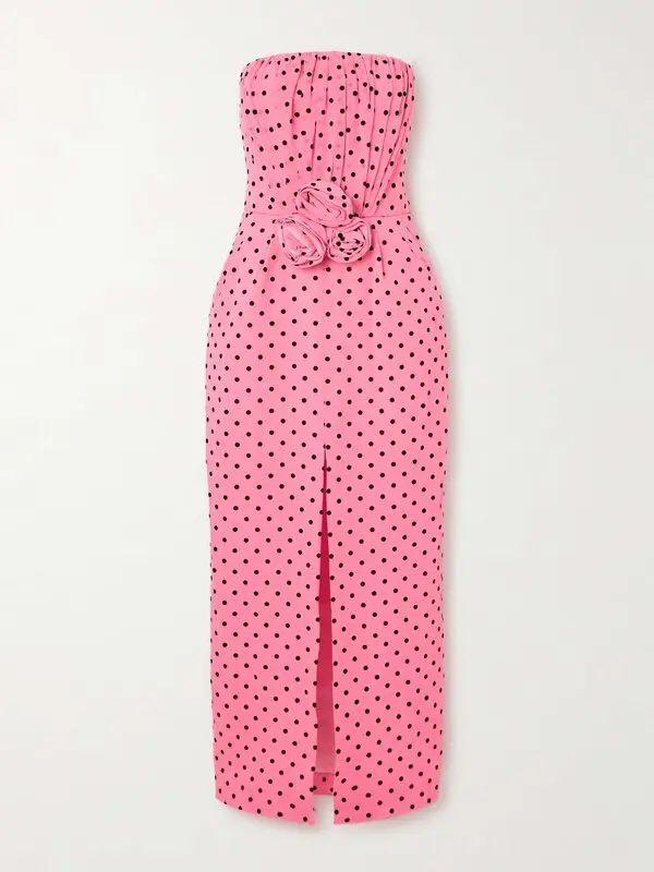 Alessandra Rich Embellished Polka-Dot Strapless Midi Dress In Pink - 50%  Off | Editorialist