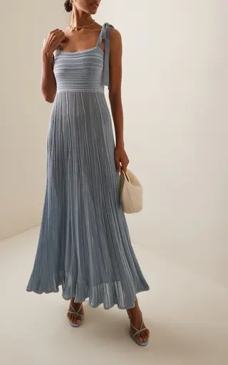 Zimmermann Waverly Pleated Metallic Knit Maxi Dress